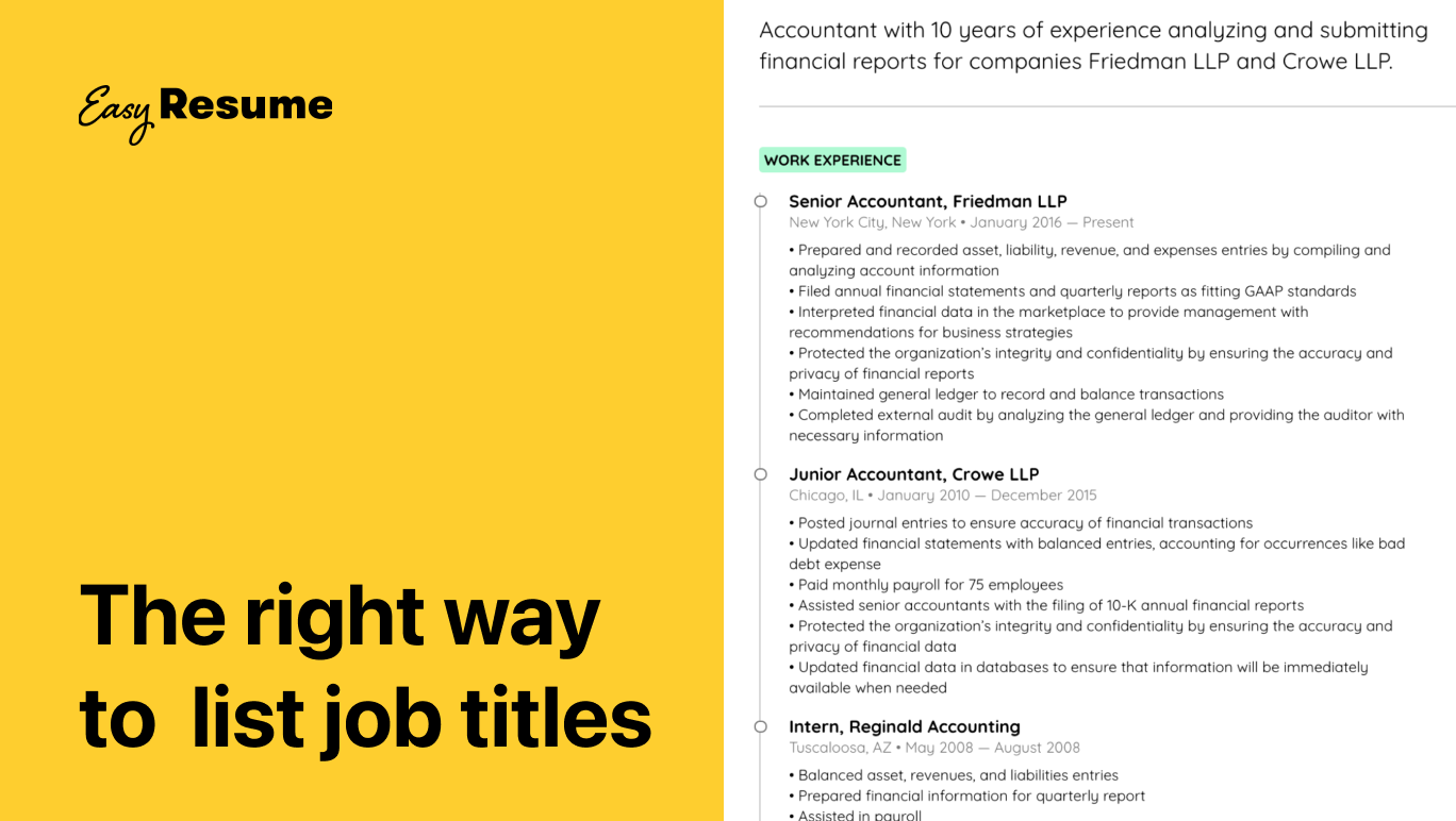 The Right Way to List Job Titles on Your Resume in 2024 | Easy Resume